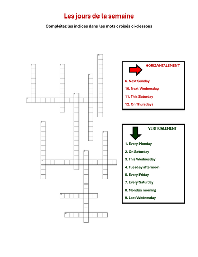 Key Stage 3/4 French: Days of the week | Teaching Resources