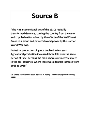 Nazi Economic Policy - Outstanding Observation Lesson | Teaching Resources