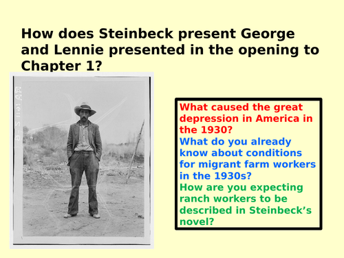 How does Steinbeck present Lennie and George in Chapter 1? Of Mice and ...
