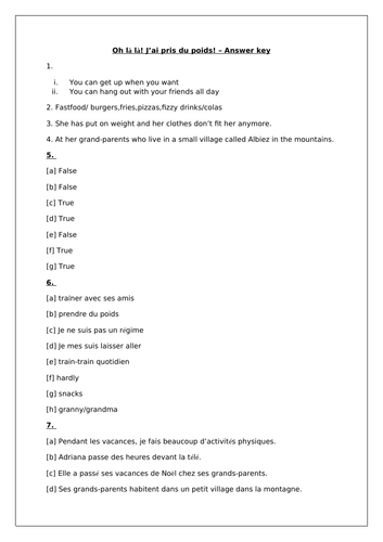 La Sante-2- Short Test and Worksheet | Teaching Resources