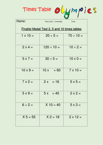 Times Tables Olympics | Teaching Resources