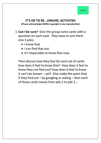 EMOTIONS IN CHILDREN: IT'S OK TO BE...UNSURE - ACTIVITIES | Teaching ...