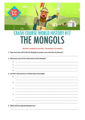Crash Course World History - The Mongols | Teaching Resources