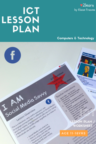 ICT Lesson Plan Activity / Worksheet : Social Media Safe FACEBOOK ...
