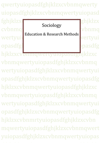 Education workbook A level AQA Sociology | Teaching Resources