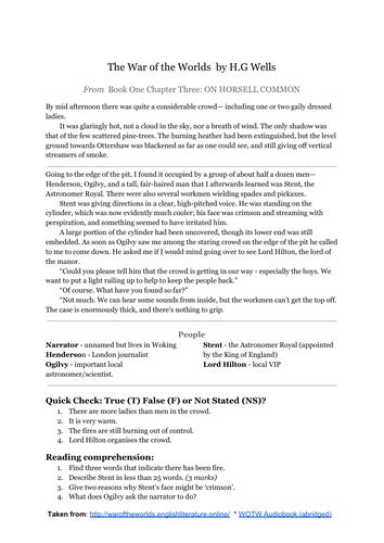 War of the Worlds - Coronavirus home study | Teaching Resources