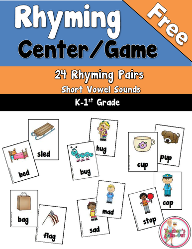 Rhyming Center or Game for Short Vowels | Teaching Resources