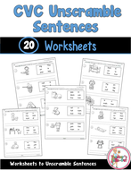 CVC Unscramble Sentences Worksheets | Teaching Resources