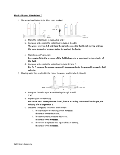 Pascal, Archimedes and Bernoulli's Principle Worksheets + Buoyant Force ...