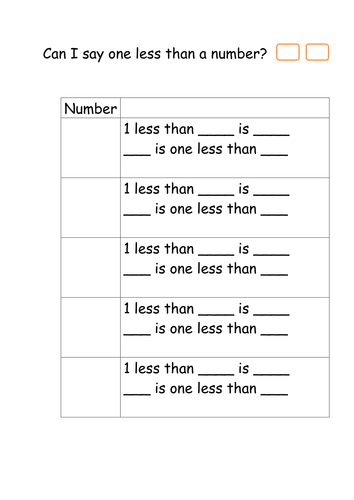 Year 1 White Rose HUb one more and one less grids | Teaching Resources
