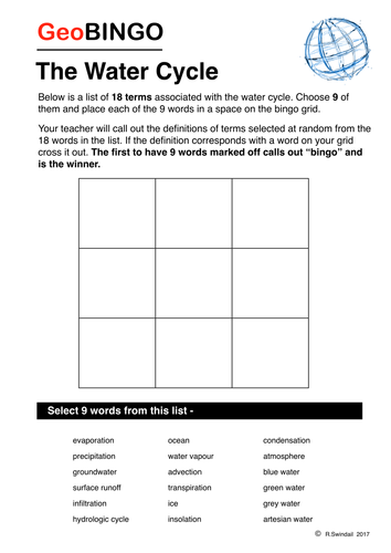 Water Cycle GeoBingo | Teaching Resources