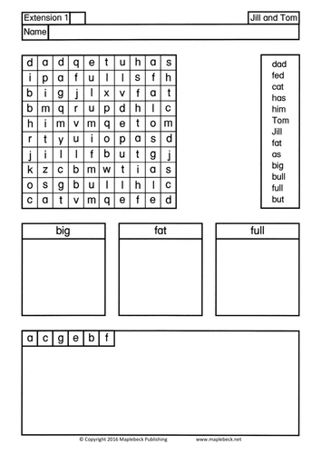 Jill and Tom - dictations, worksheets and extensions (1-syllable cvc ...