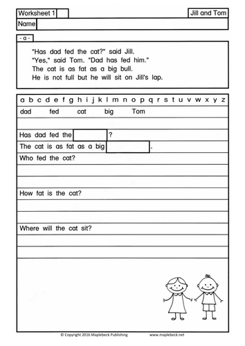 Jill and Tom - dictations, worksheets and extensions (1-syllable cvc ...