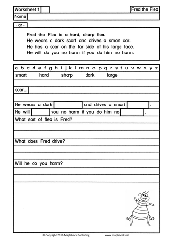 Fred the Flea - dictations, worksheets & extensions (1-syllable words ...