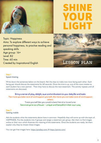 Shine your light- Lesson plan | Teaching Resources