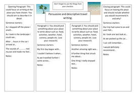 Travel writing scaffolding | Teaching Resources