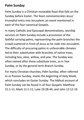 Palm Sunday Handout | Teaching Resources