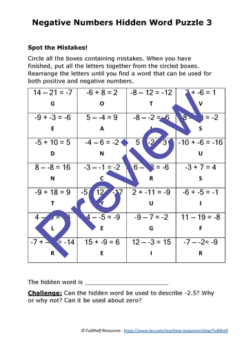 Negative Numbers | Teaching Resources