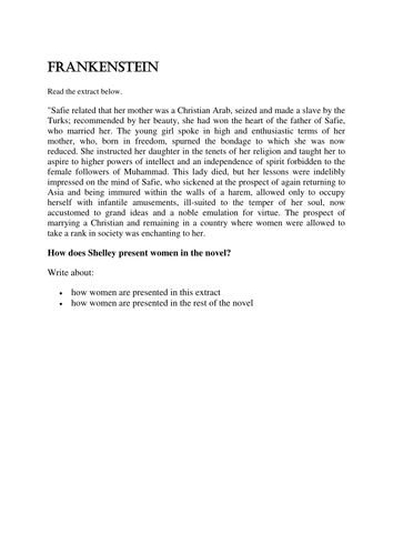 Frankenstein Assessment Pack | Teaching Resources