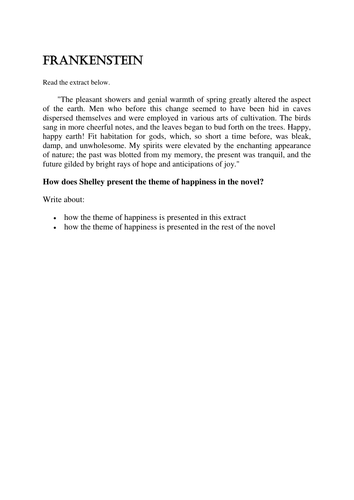 Frankenstein Assessment Pack | Teaching Resources