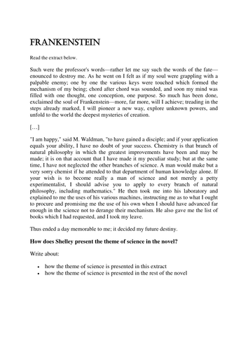 Frankenstein Assessment Pack | Teaching Resources