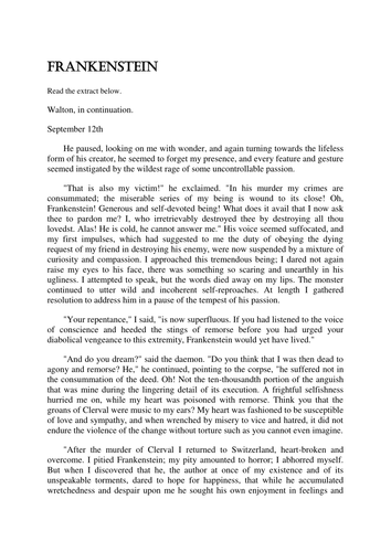 Frankenstein Assessment Pack | Teaching Resources