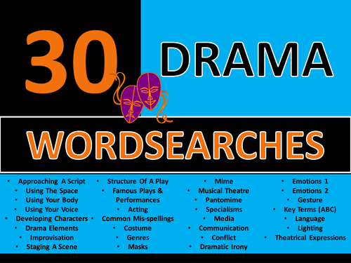 30 x Drama Wordsearches Starter Activities GCSE KS3 Keyword Cover ...