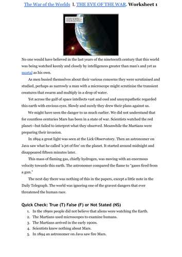 The War of the Worlds - Lesson Materials | Teaching Resources