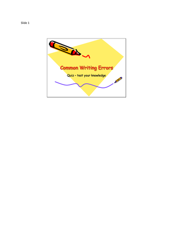 Common Writing Errors - Powerpoint quiz and Card Decks with Rules ...