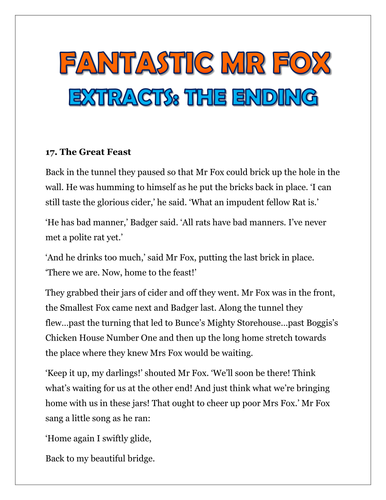 Fantastic Mr Fox - Structure of the Story! | Teaching Resources