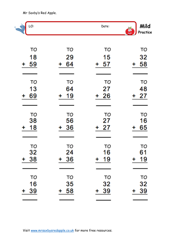 Addition worksheet with answers - 3 levels of differentiation KS2 Year ...