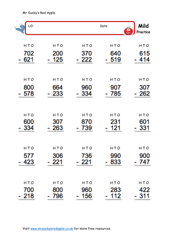 Subtraction worksheet with answers - 3 levels of differentiation KS2 ...