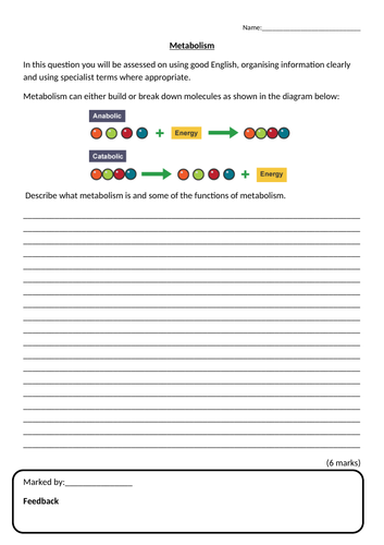 Aqa Ks4 Gcse Biology Science Metabolism Lesson Teaching Resources