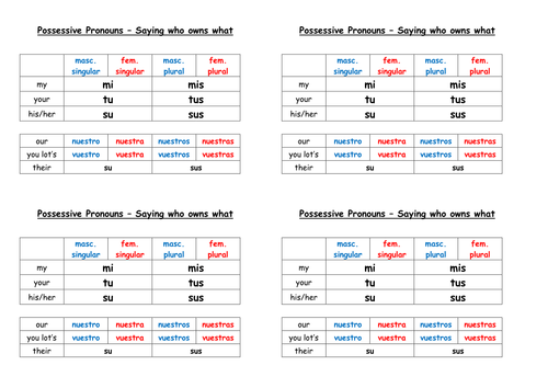 Spanish articles and plurals, using possessive pronouns with family ...