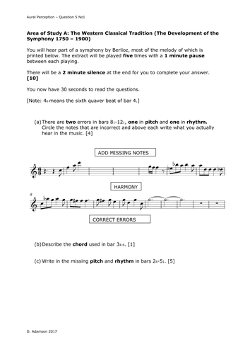 EDUQAS Practice Paper: Aural Perception No1 (Harold in Italy ...