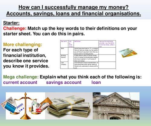 Money - savings and loans / Careers | Teaching Resources