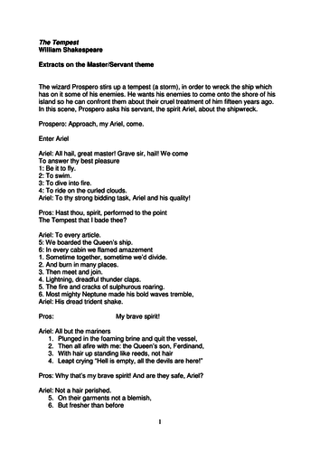 Shakespeare's The Tempest (abridged play, study pack and master and ...