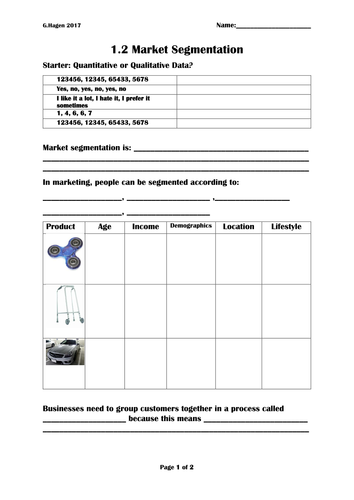 9-1 New Edexcel GCSE Business 1.2 Market Segmentation Lesson | Teaching ...