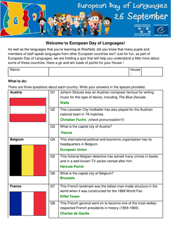 European Day of Languages Quiz | Teaching Resources