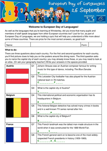 European Day of Languages Quiz | Teaching Resources