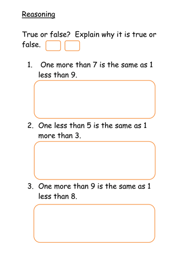 year 1 White Rose one more and one less grids, reasoning and notebook ...