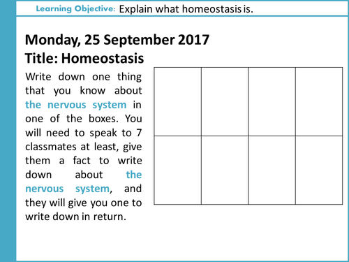AQA GCSE: B10: The Human Nervous System: L1 Homeostasis | Teaching ...