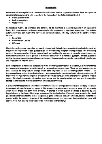 AQA GCSE: B10: The Human Nervous System: L1 Homeostasis | Teaching ...