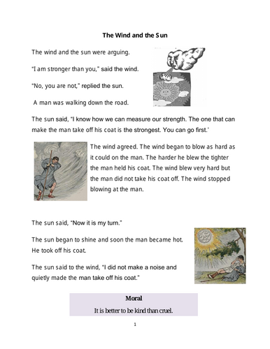 Aesop's Fables: The Wind and the Sun | Teaching Resources