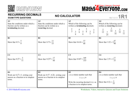 GCSE Revision (Recurring Decimals) | Teaching Resources