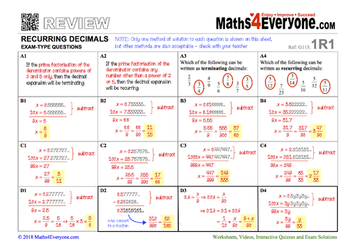 GCSE Revision (Recurring Decimals) | Teaching Resources GCSE Revision (Recurring Decimals) | Teaching Resources