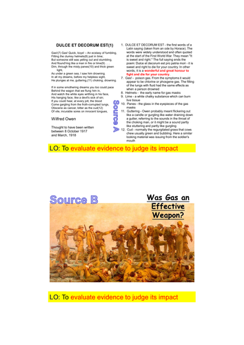 Gas Attack in World War One - WWI Poem as Source - Dulce Et Decorum Est ...