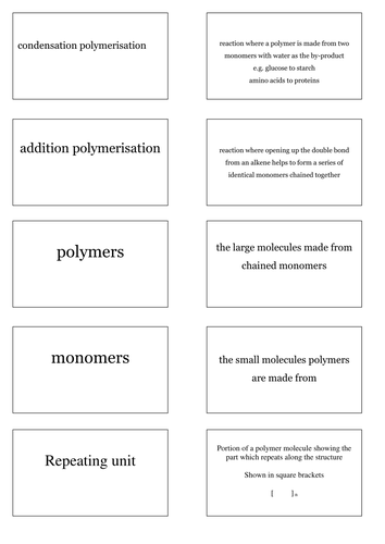 Polymers flashcards | Teaching Resources