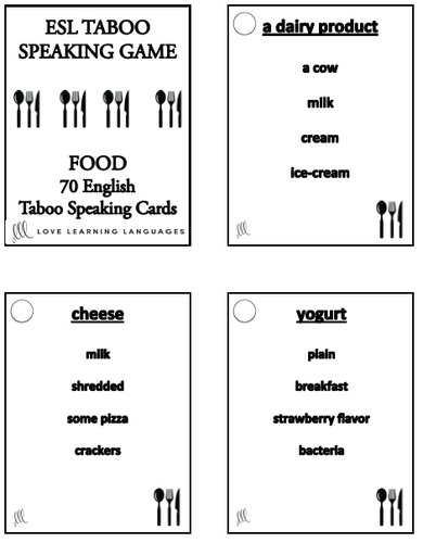 Food - English Taboo Speaking Game - ESL | Teaching Resources