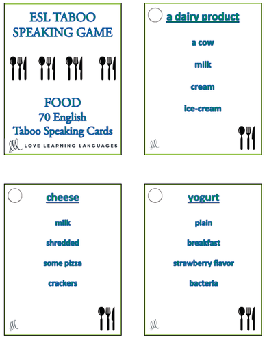 Food - English Taboo Speaking Game - ESL | Teaching Resources